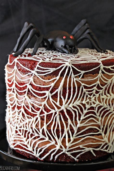 Spiderweb Naked Red Velvet Cake With Chocolate Cream Cheese Frosting