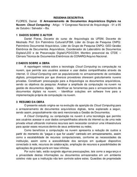 Exemplo De Resenha Descritiva Literatura