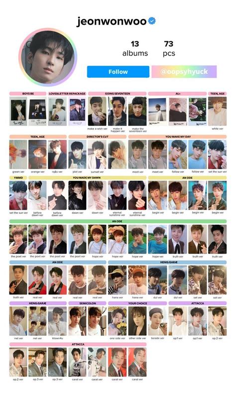 𝐖𝐨𝐧𝐰𝐨𝐨 Photocard Photo card template Seventeen Gambar pacar