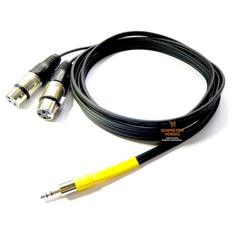 Cabo de Áudio Blindado Y P2 Estéreo Canon xlr Fêmea Duplo Profissional