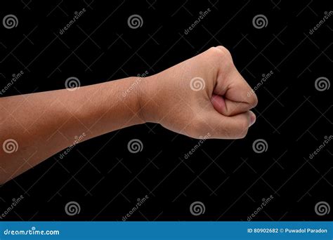 Male Clenched Fist Isolated On Black Stock Photo Image Of Path