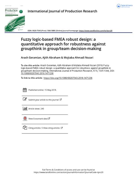 fuzzy logic based fmea robust design a quantitative approach for robustness against groupthink