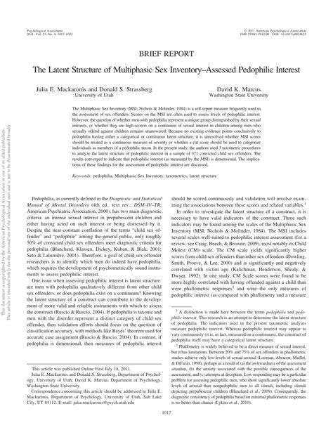 pdf the latent structure of multiphasic sex inventory assessed pedophilic interest