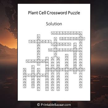 Plant Cell Crossword Puzzle Worksheet Activity By Crossword Corner