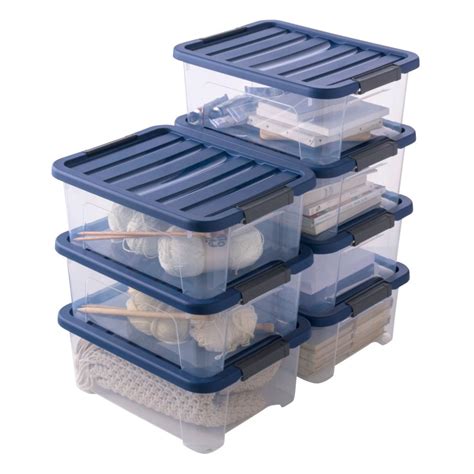Lot de 7 boîtes de rangement en plastique transparent 17L empilables