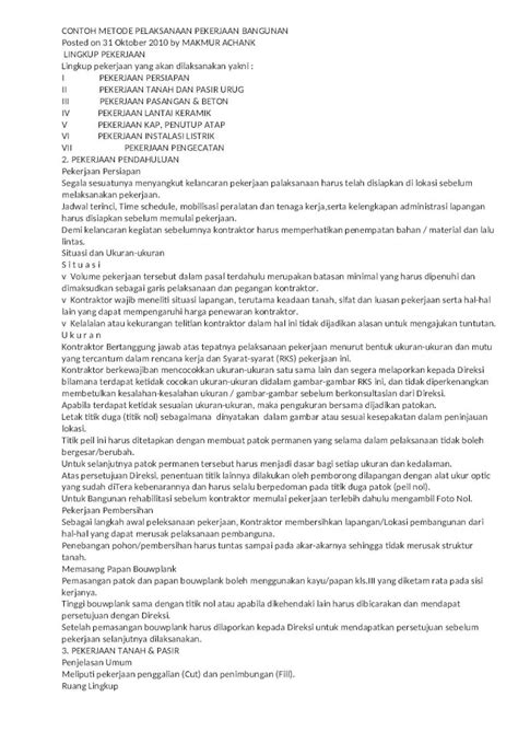 Docx Contoh Metode Pelaksanaan Pekerjaan Docx Dokumen Tips