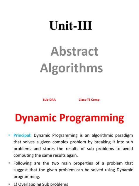 final ppts daa unit iii dynamic programming download free pdf dynamic programming