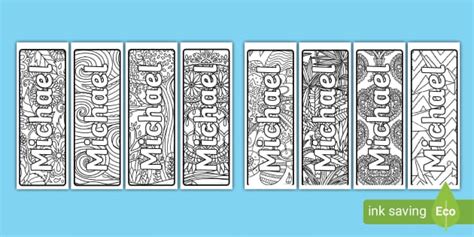 FREE Michael Mindfulness Name Colouring Bookmarks