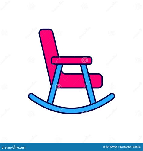 Icono De Mecedora De Esquema Relleno Aislado En Fondo Blanco Vector