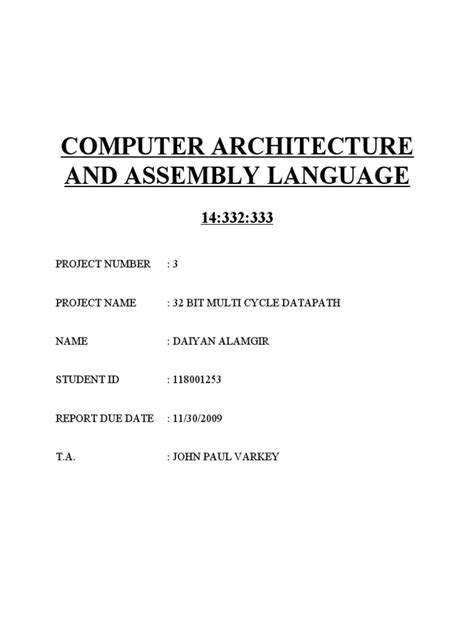 computer architecture project 03 pdf central processing unit input output