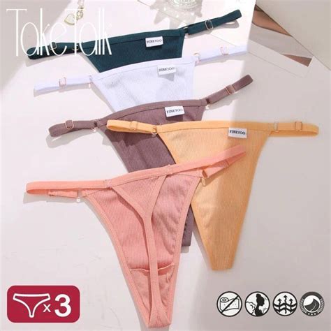 FINETOO Culotte en coton pour femme string sexy à dos en T taille