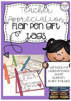 Teacher Appreciation Support Staff Gift Tags Flair Pens TPT