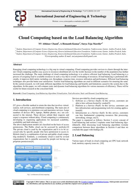 pdf cloud computing based on the load balancing algorithm