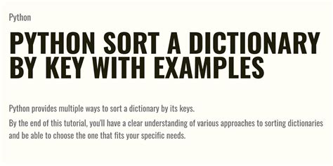 Python Sort A Dictionary By Key With Examples Briefly