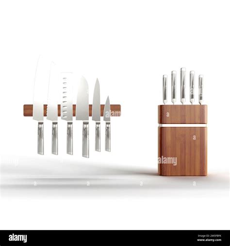 A 3d Illustration Of A Set Of Knives Isolated On A White Background