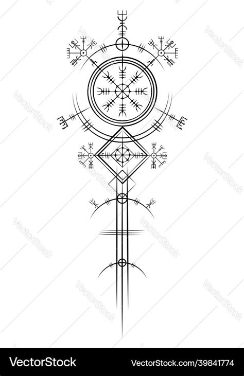 Magic Ancient Viking Art Deco Vegvisir Sign Vector Image
