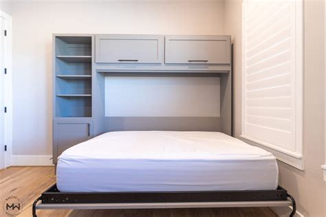 Madewell Woodworks Horizontal Queen Murphy Bed With Upper Cabinet
