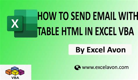 how to send email with table html in excel vba