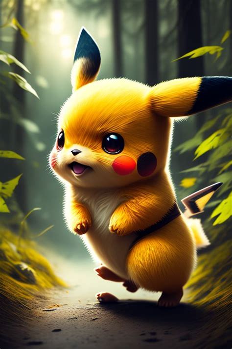PolyCrumbs Gritty Realistic Cute Portrait Of An Adorable Pikachu