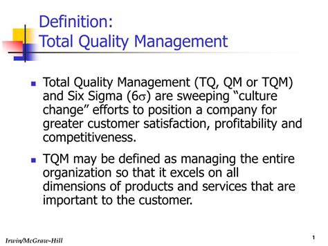 PPT Definition Total Quality Management PowerPoint Presentation