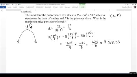 4 2 standard form of a quadratic function youtube