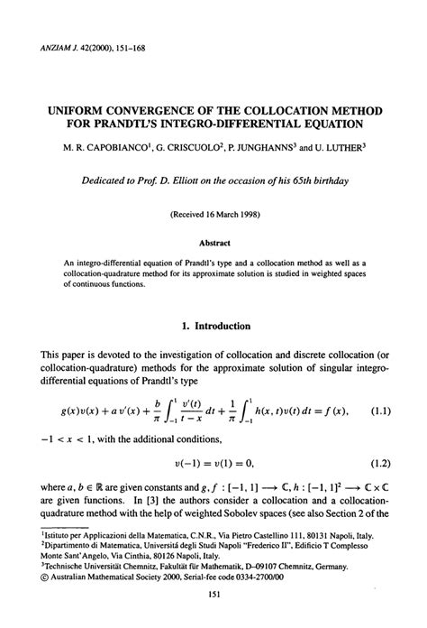 pdf uniform convergence of the collocation method for prandtl s integro differential equation