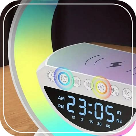 Lampka Wielofunkcyjna Smart Led Rgb Ładowarka Głośnik Budzik Zegar