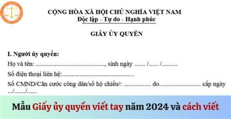Mẫu Giấy ủy quyền viết tay năm 2024 và cách viết