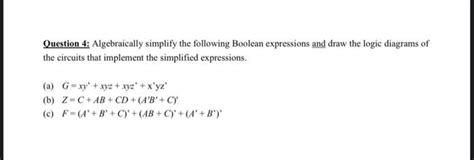 solved question 4 algebraically simplify the following