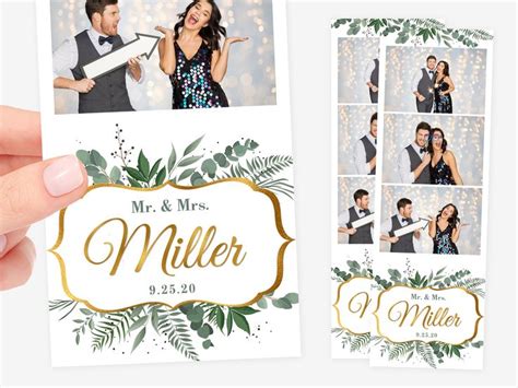 Wedding Photo Booth Template Greenery 2x6 Strip Eucalyptus Etsy Diy