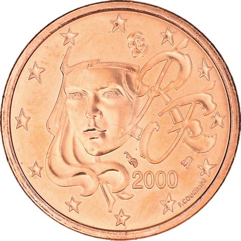 France 5 Euro Cent 2000 Paris BU Copper Plated Steel KM 1284