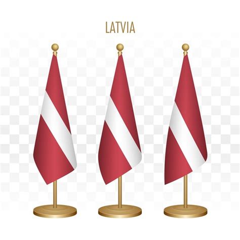 Bandeira em pé da ilustração vetorial 3d da letônia isolada em branco