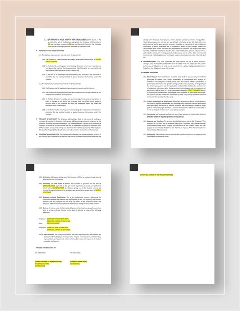 Director Employment Contract Template In Google Docs Word Pages