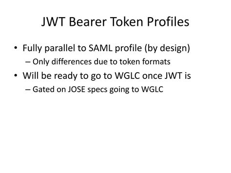 PPT JSON Web Token JWT JWT Bearer Token Profiles For OAuth 2 0