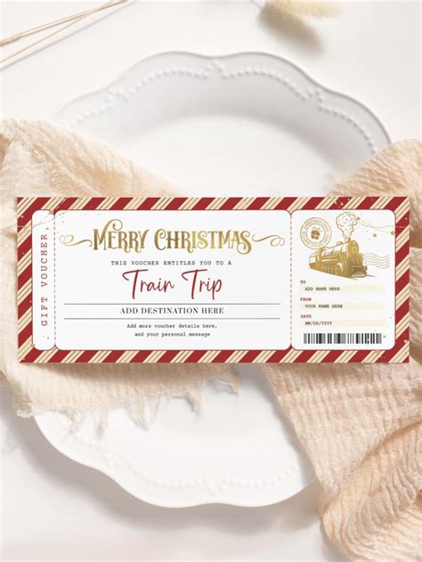 Train Christmas Ticket Editable Printable Santa Train Ticket Etsy