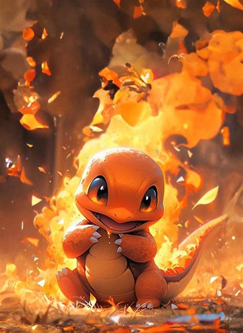 A Cartoon Character Sitting In Front Of A Fire With Orange Leaves