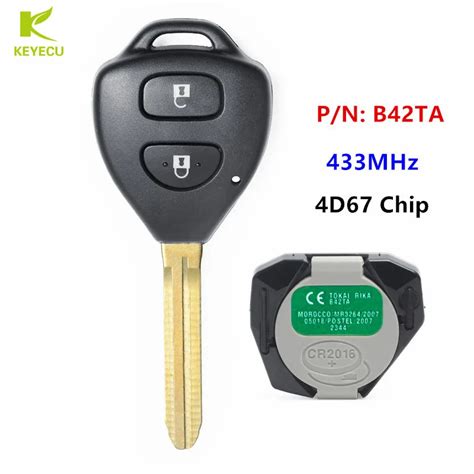 Keyecu New Replacement Remote Car Key Fob 2 Button 433mhz 4d67 Inside P