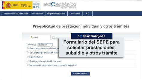 Formulario Pre Solicitud Del SEPE Para Solicitar Prestaciones