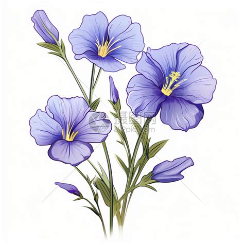 高清细节亚麻籽花插画图片下载 正版图片600322150 摄图网