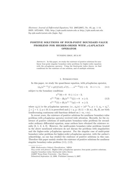 pdf positive solutions of four point boundary value problems for higher order with p