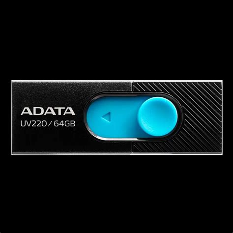 Memoria Adata 64gb Usb 2 0 Uv220 Retractil Negro Azul
