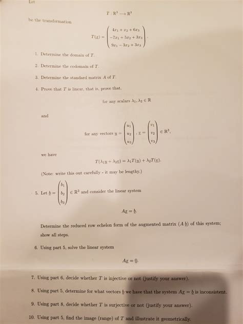 solved let t r3 r3 be the transformation 91 3r2 3r3 1