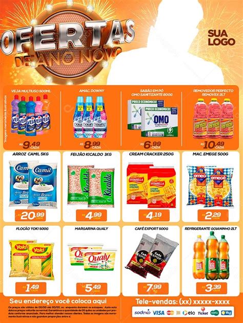 Encarte Oferta de Ano Novo Mercado Social Media PSD Editável zip em