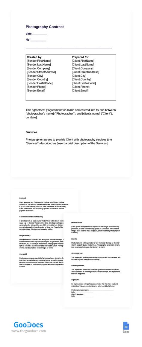 Free Photography Contract Template In Google Docs
