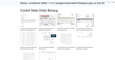 Contoh Nota Order Barang