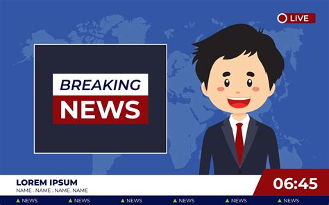 TV News Studio With Broadcaster Breaking News 1895789 Vector Art At