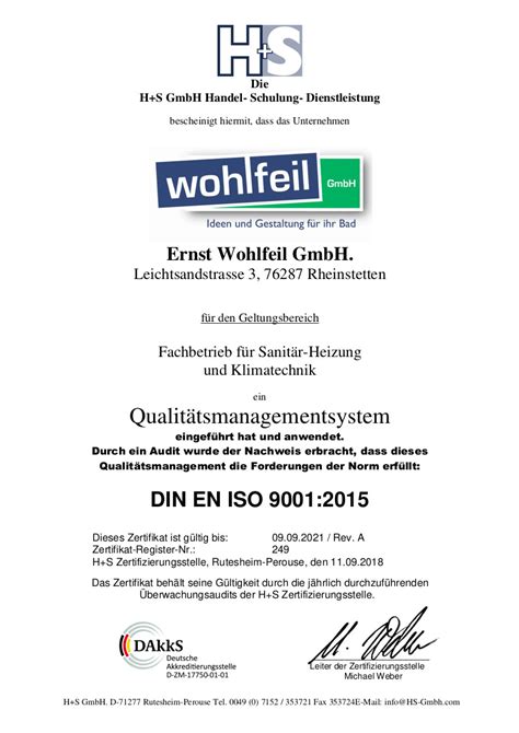 Qualitätsmanagement DIN EN ISO 9001 2015 zertifiziert Ernst