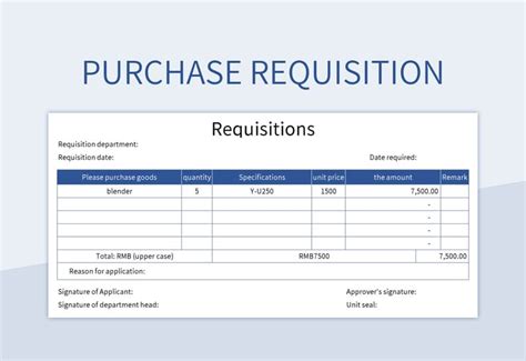 Purchase Requisition Excel Template And Google Sheets File For Free