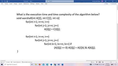 Solved What Is The Execution Time And Time Complexity Of The