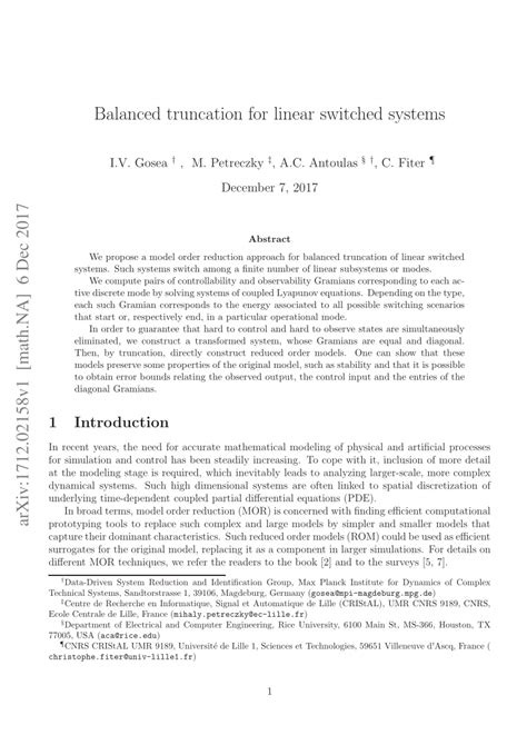 pdf balanced truncation for linear switched systems